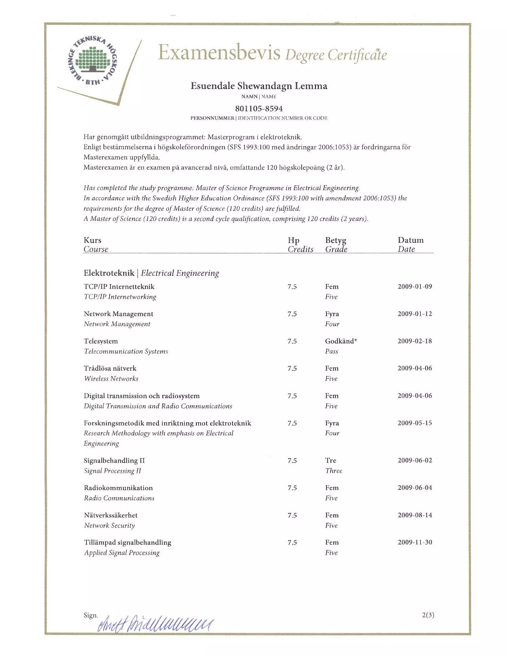 MSc degree certificate | PDF