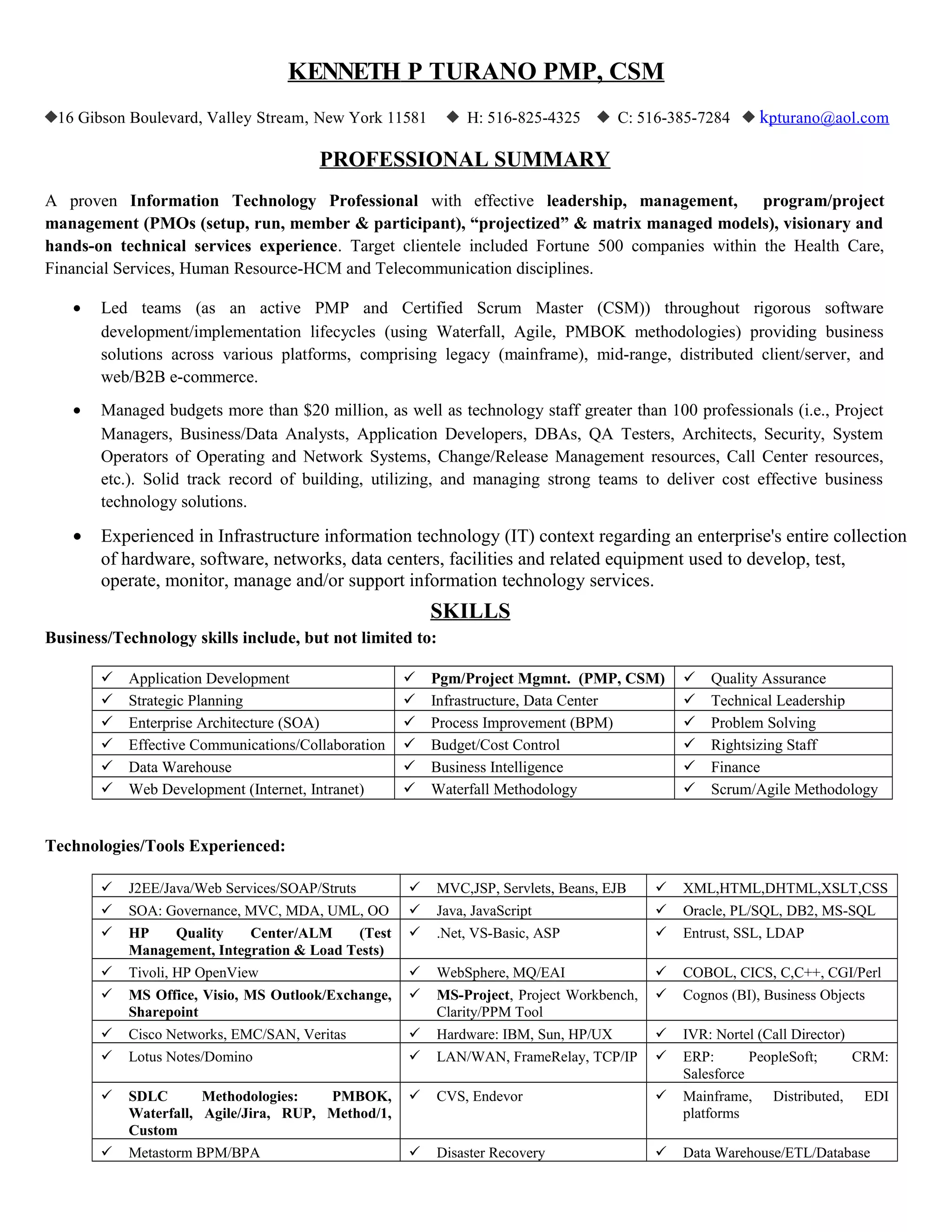 Resume - Kenneth Turano | PDF