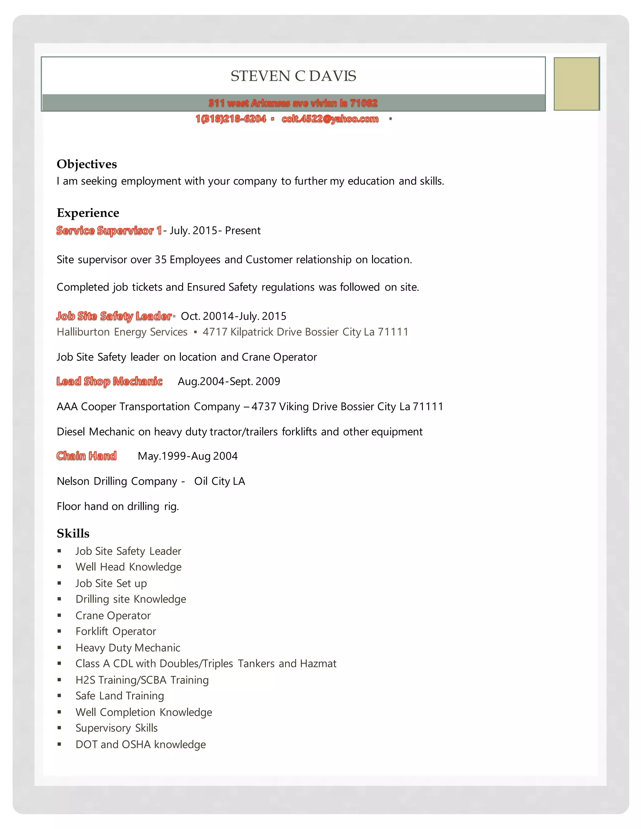 Steven c davis resume | PDF