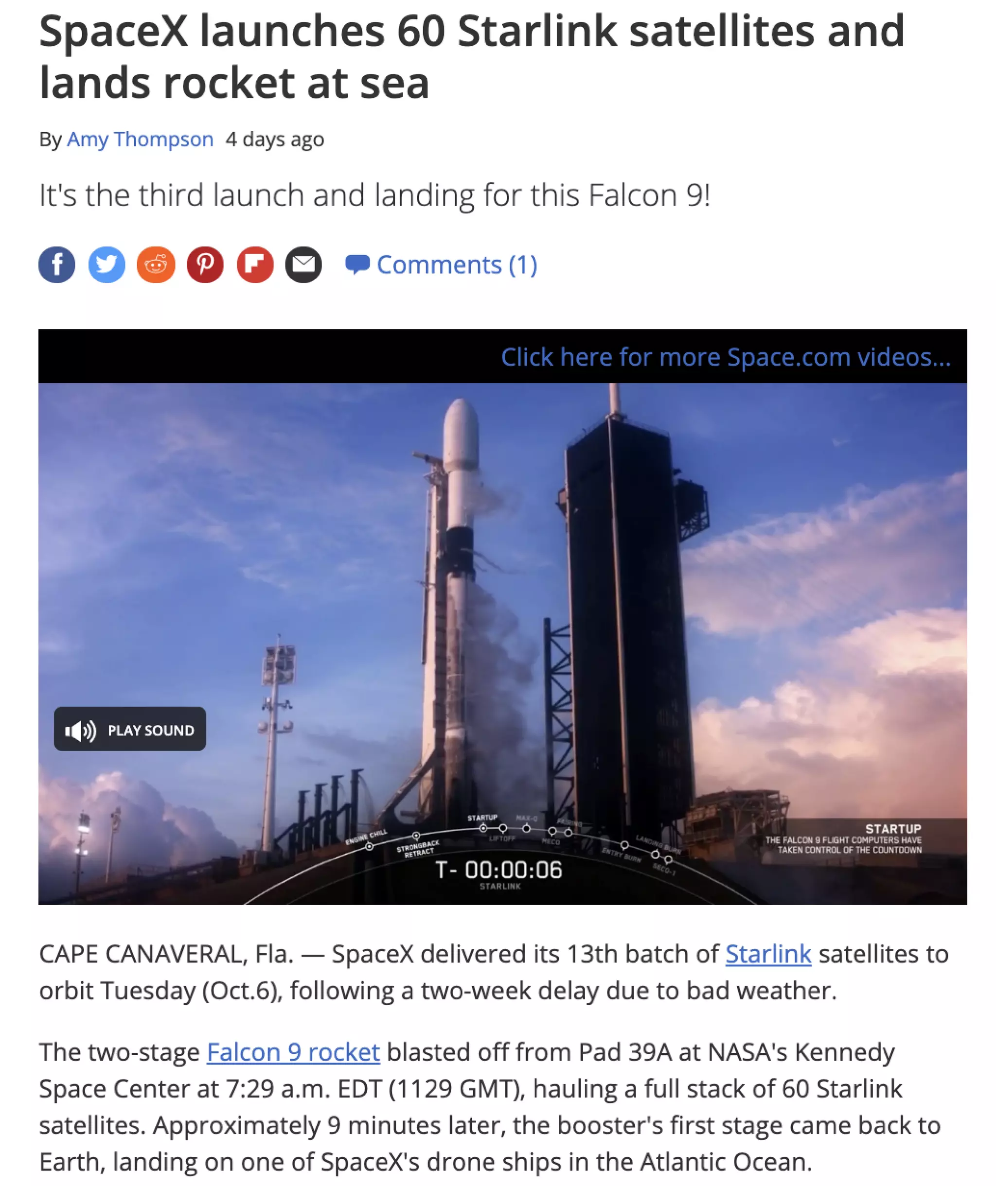 SpaceX launches 60 Starlink satellites and lands rocket at sea | PDF SpaceX launches 60 Starlink satellites and lands rocket at sea | PDF