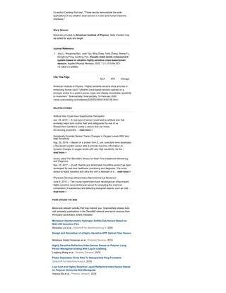 Highly sensitive sensors show promise in enhancing human touch | PDF ...