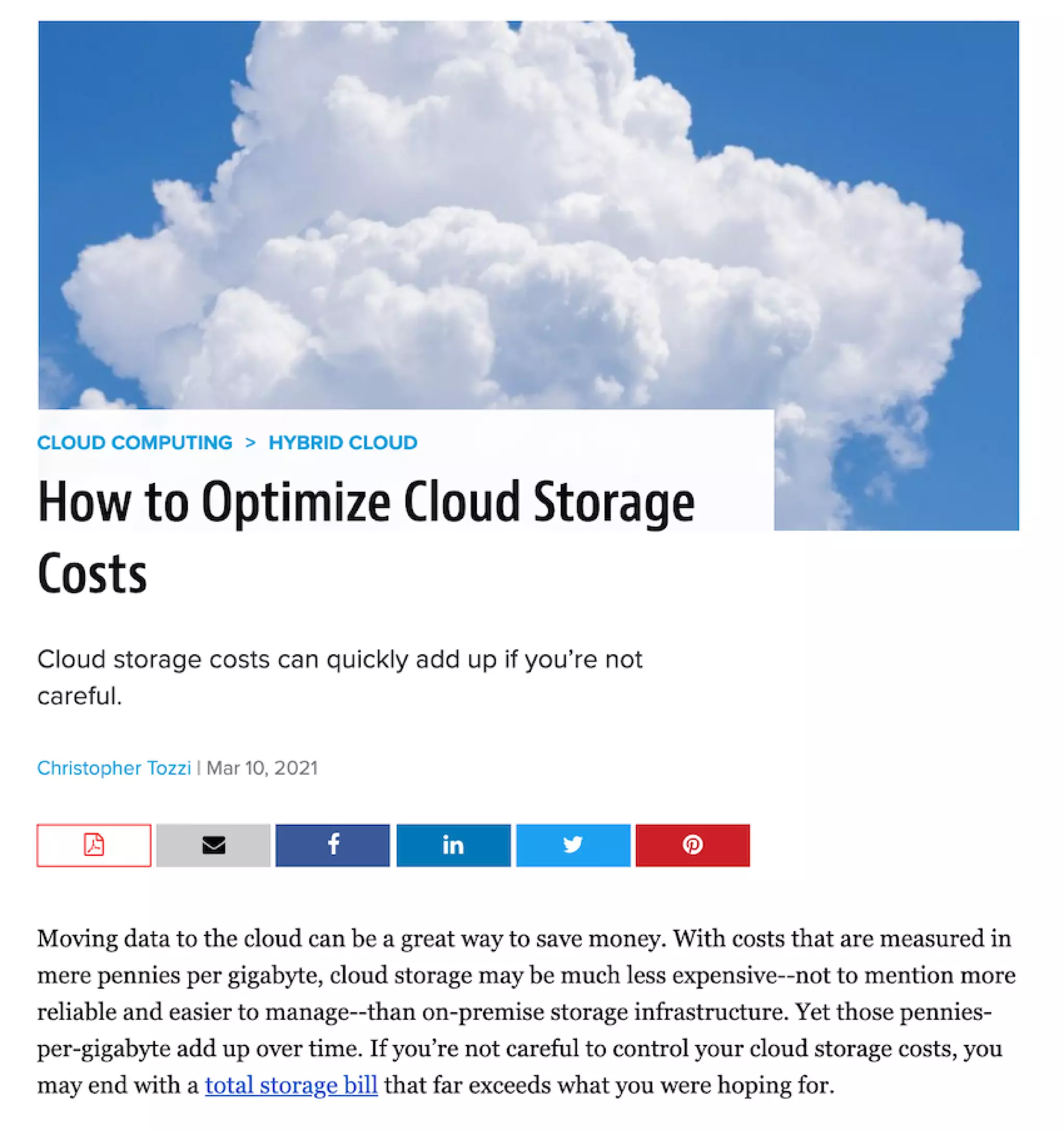 How to Optimize Cloud Storage Costs | PDF