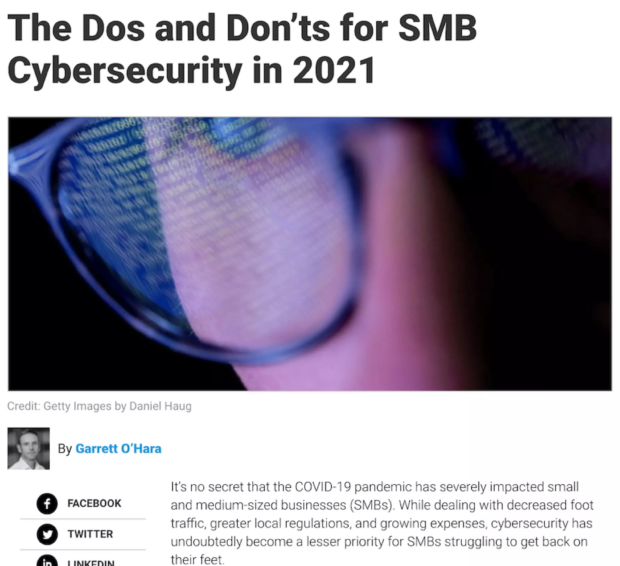 The Dos and Don'ts for SMB Cybersecurity in 2021 | PPT