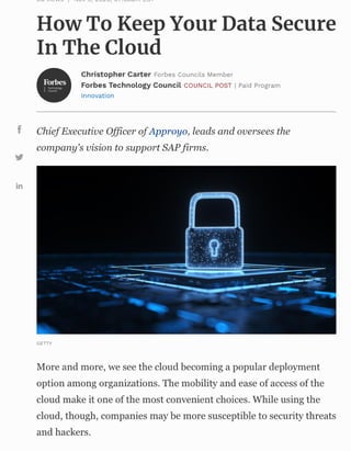 How to keep your Data Secure in the Cloud | PDF