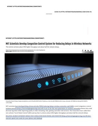 MIT Scientists Develop Congestion Control System for Reducing Delays in Wireless Networks | PDF