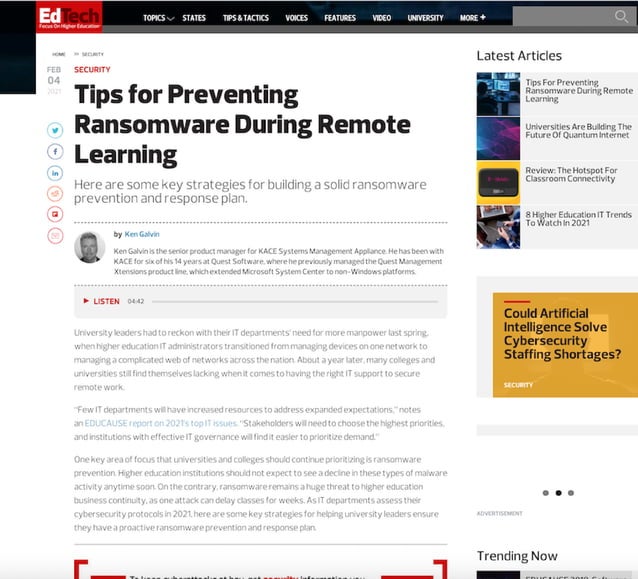 Tips for Preventing ransomware during remote learning | PPT