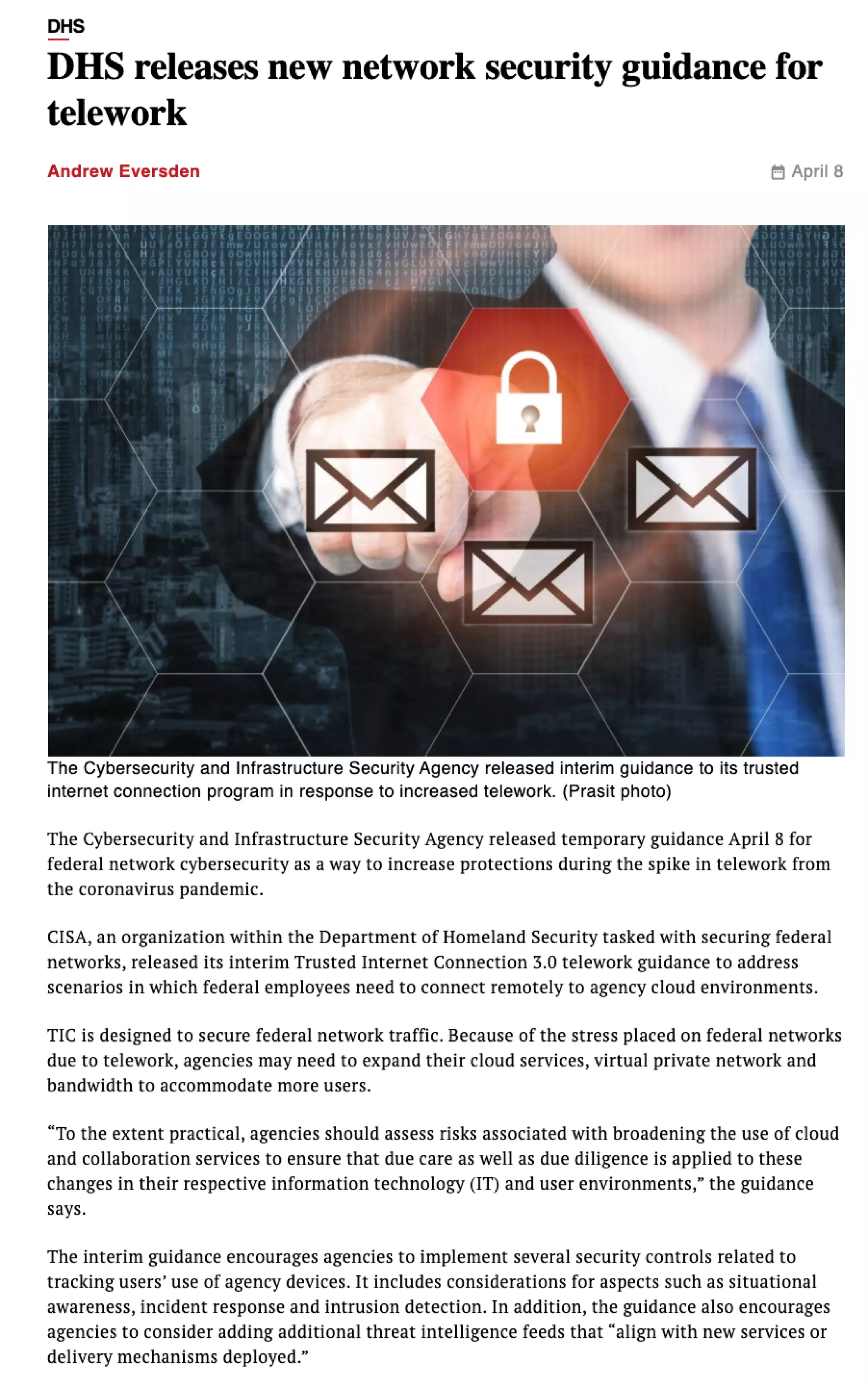DHS releases new network security guidance for telework | PDF