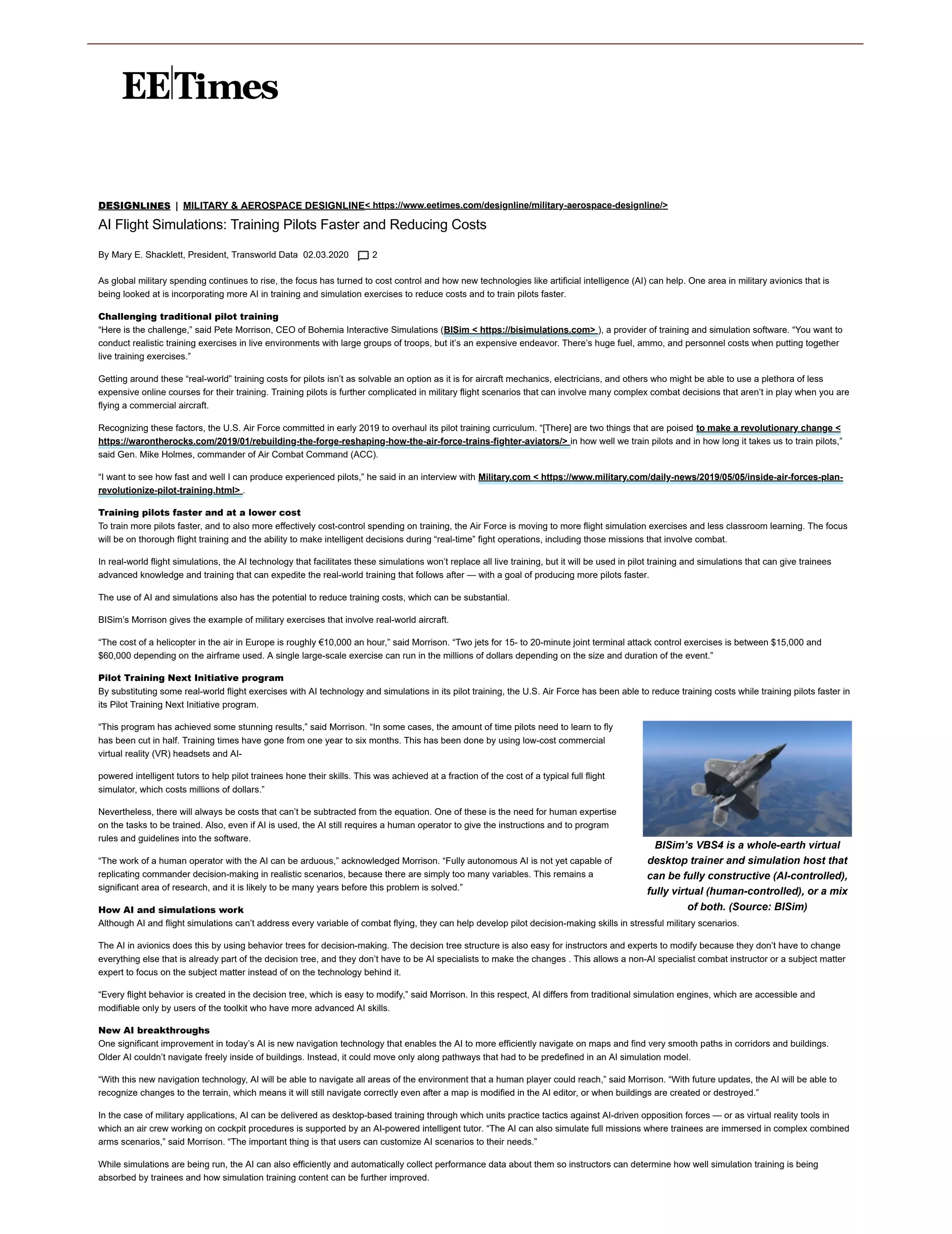 AI Flight Simulations: Training Pilots Faster and Reducing Costs | PDF