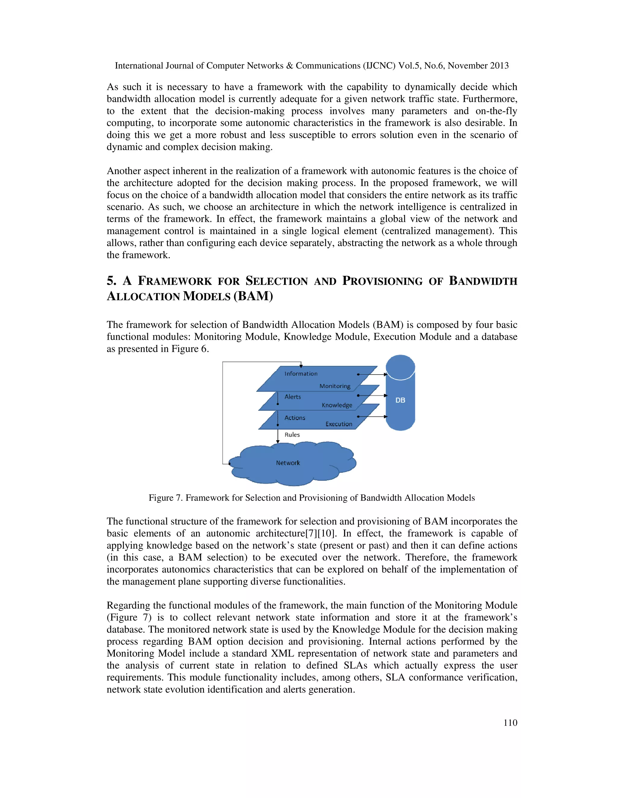 A bandwidth allocation model provisioning framework with autonomic ...