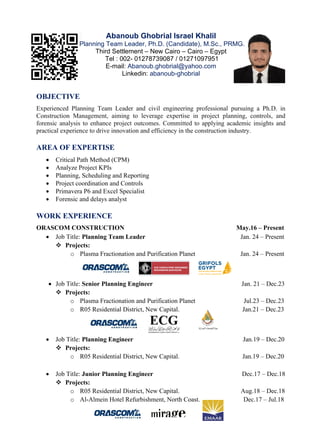 Abanoub Ghobrial, Planning Team Leader CV | PDF