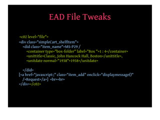 Using JavaScript simpleCart to build finding aid "shopping cart" | PPT