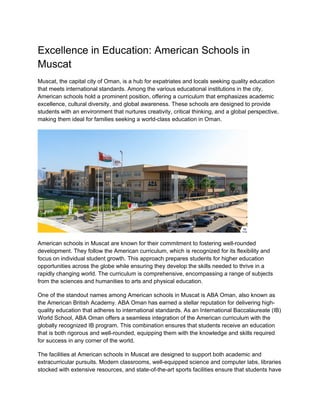 Excellence in Education: American Schools in Muscat | PDF