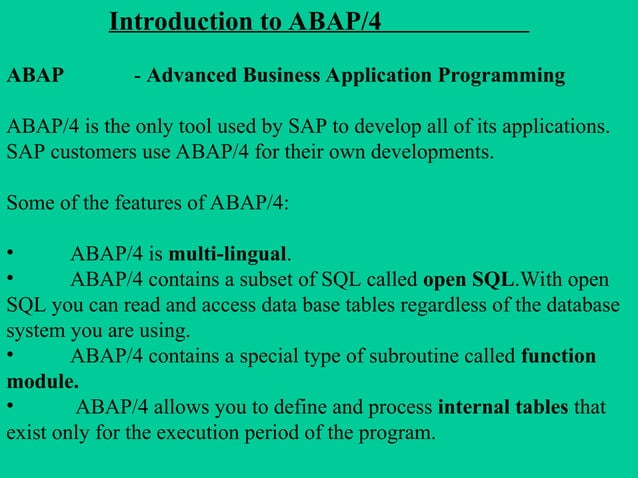 ABAP BASICs learn the basics of ABAP-1.ppt