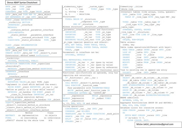 ABAP Cheat sheet | PPT