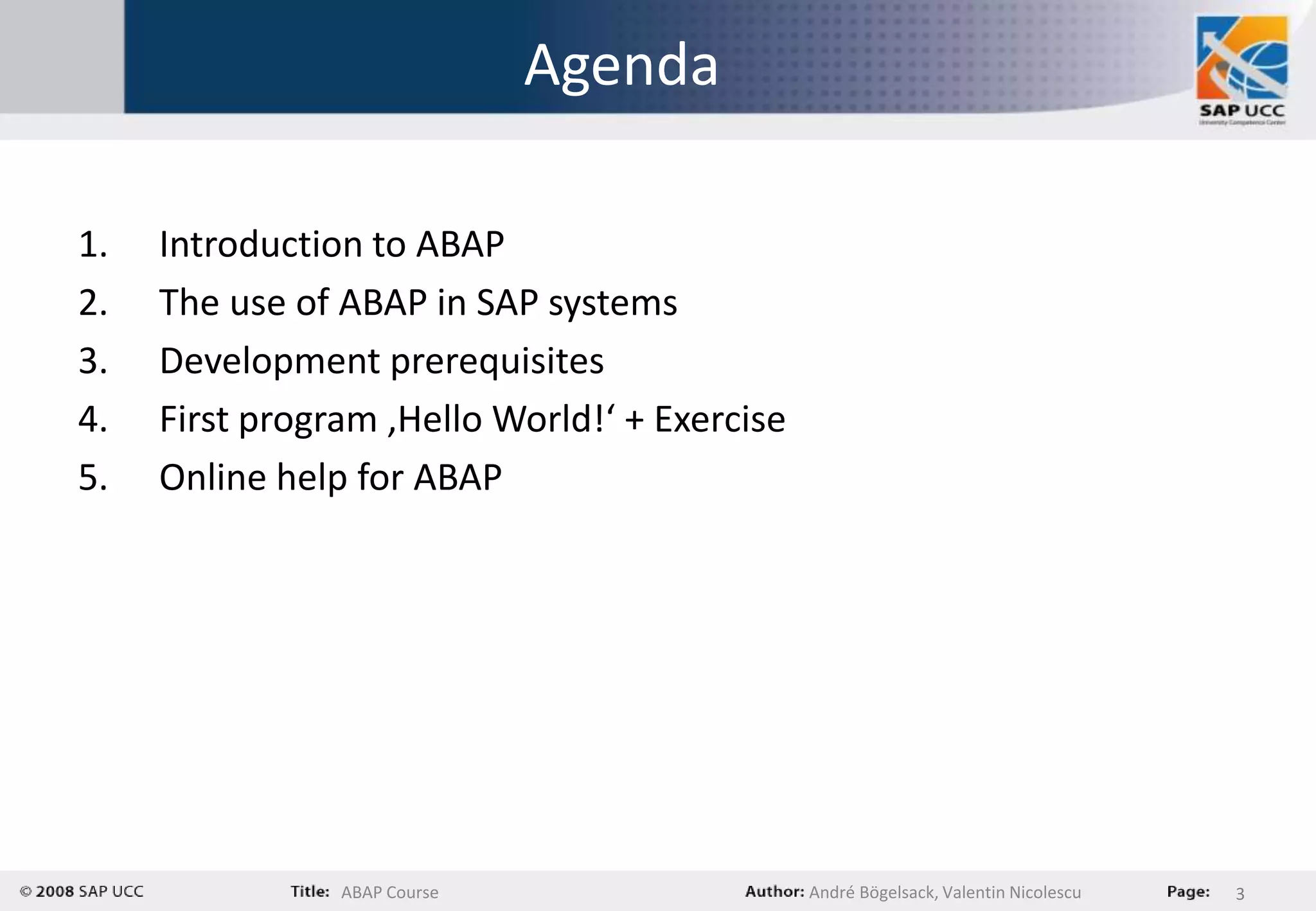 Abap Course Chapter 1 Introduction And First Program Ppt 6493