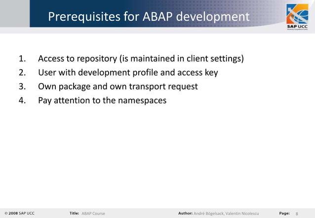 Abap course chapter 1 introduction and first program | PPT
