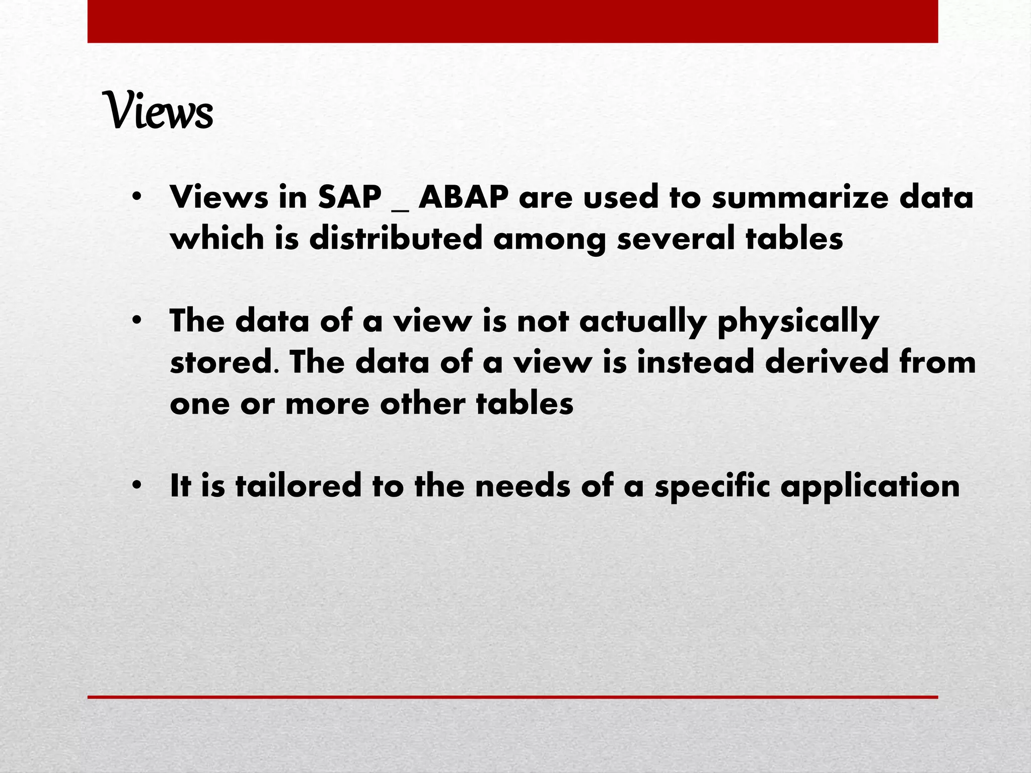 Abap data dictionary | PPTX | Databases | Computer Software and Applications
