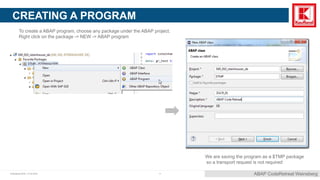 ABAPCodeRetreat 23.7.2016 - Abap in Eclipse | PPT
