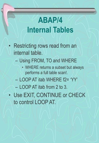 Abap internal tables | PPT | Programming Languages | Computing