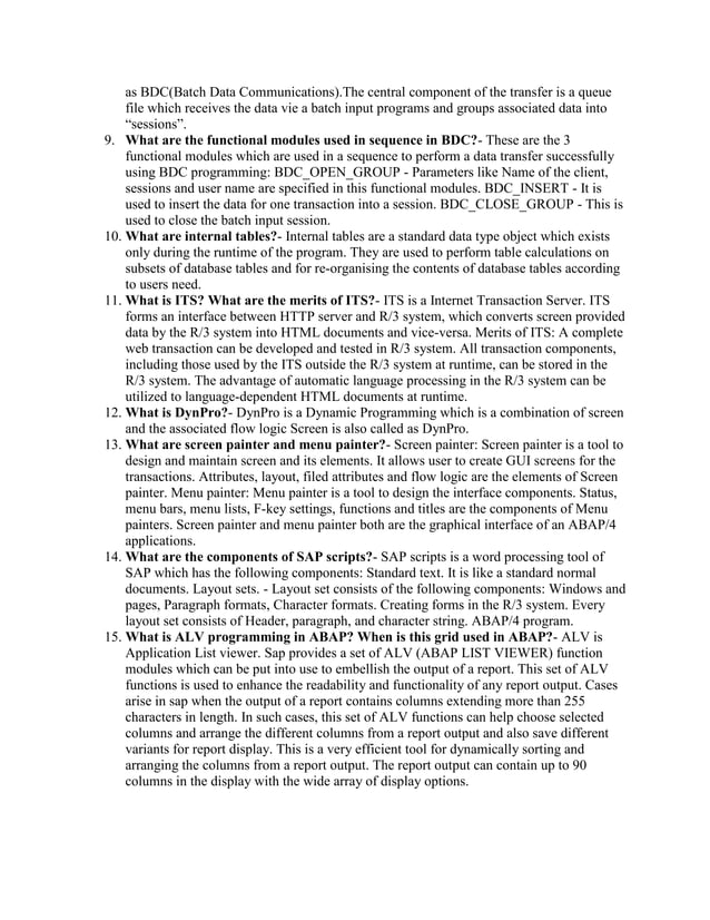 Abap interview questions and answers | PDF