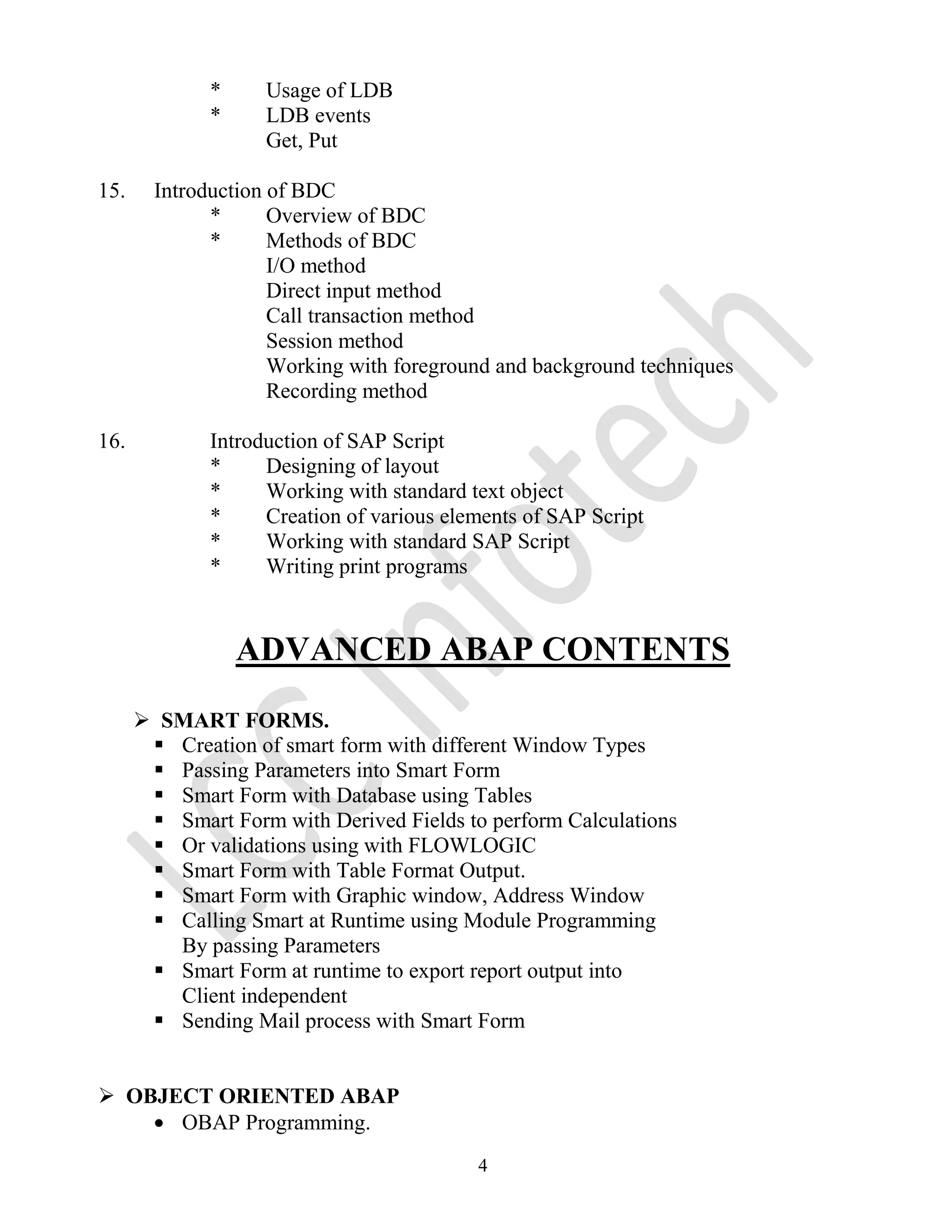 ABAP Course from LCC Infotech | PDF