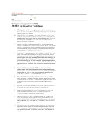 Abap performance | DOC