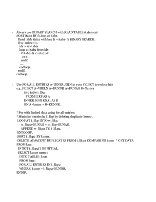 Abap performance tunning tips | PDF