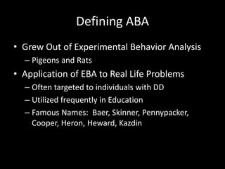 CCBT Dr Arnold on Basic Principles of Applied Behavior Analysis (ABA ...