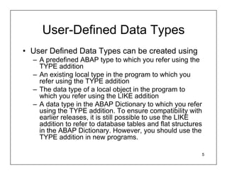 Abap slides user defined data types and data | PDF