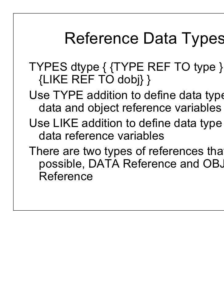 Abap slides user defined data types and data