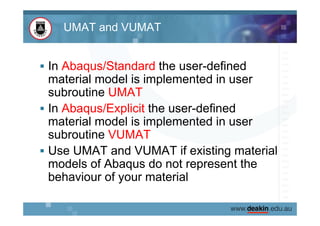 Abaqus deakin subroutines ali alireza [modo de compatibilidade] | PDF