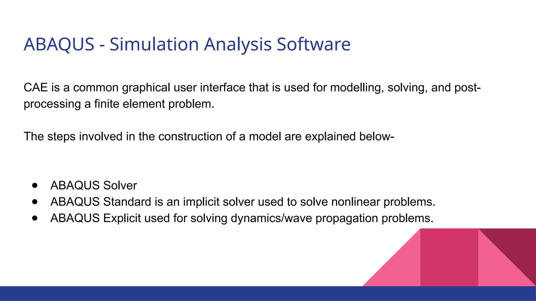ABAQUS Software Finite Element Analysis pptx
