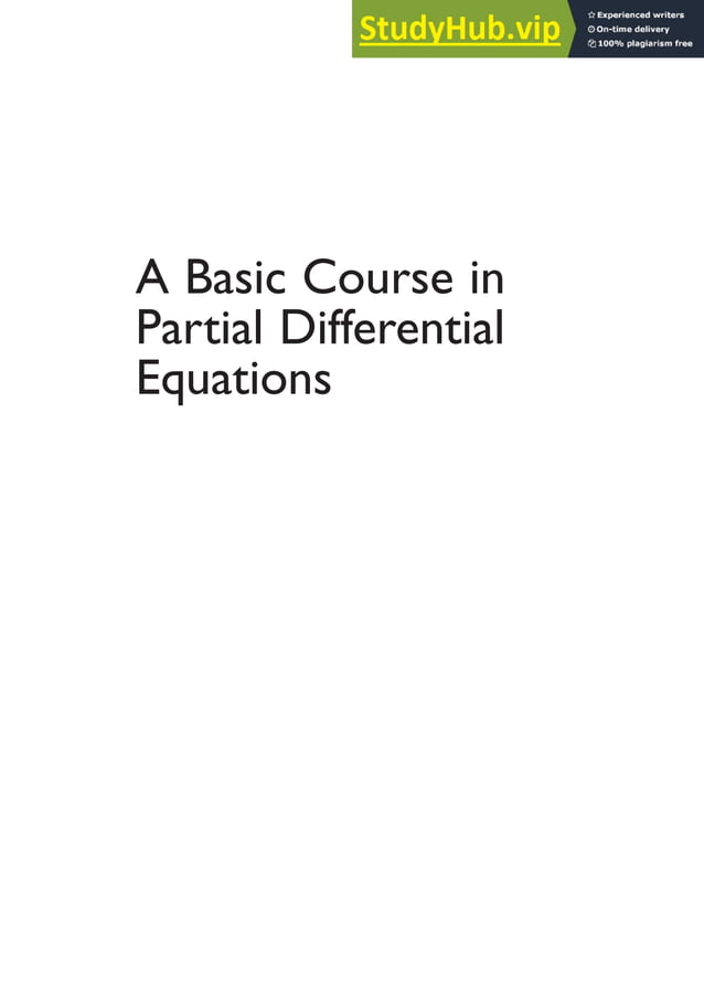 A Basic Course In Partial Differential Equations | PDF | Physics | Science
