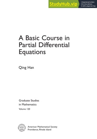 A Basic Course In Partial Differential Equations | PDF