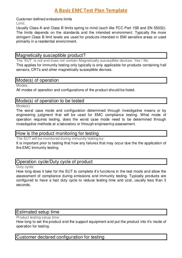 A Basic EMC Test Plan Template