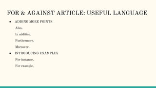 A BASIC FOR & AGAINST ARTICLE (2B1).pptx
