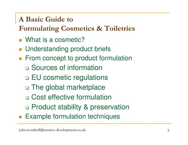 A basic guide to cosmetic formulation | PDF | Skin and Dermatology ...