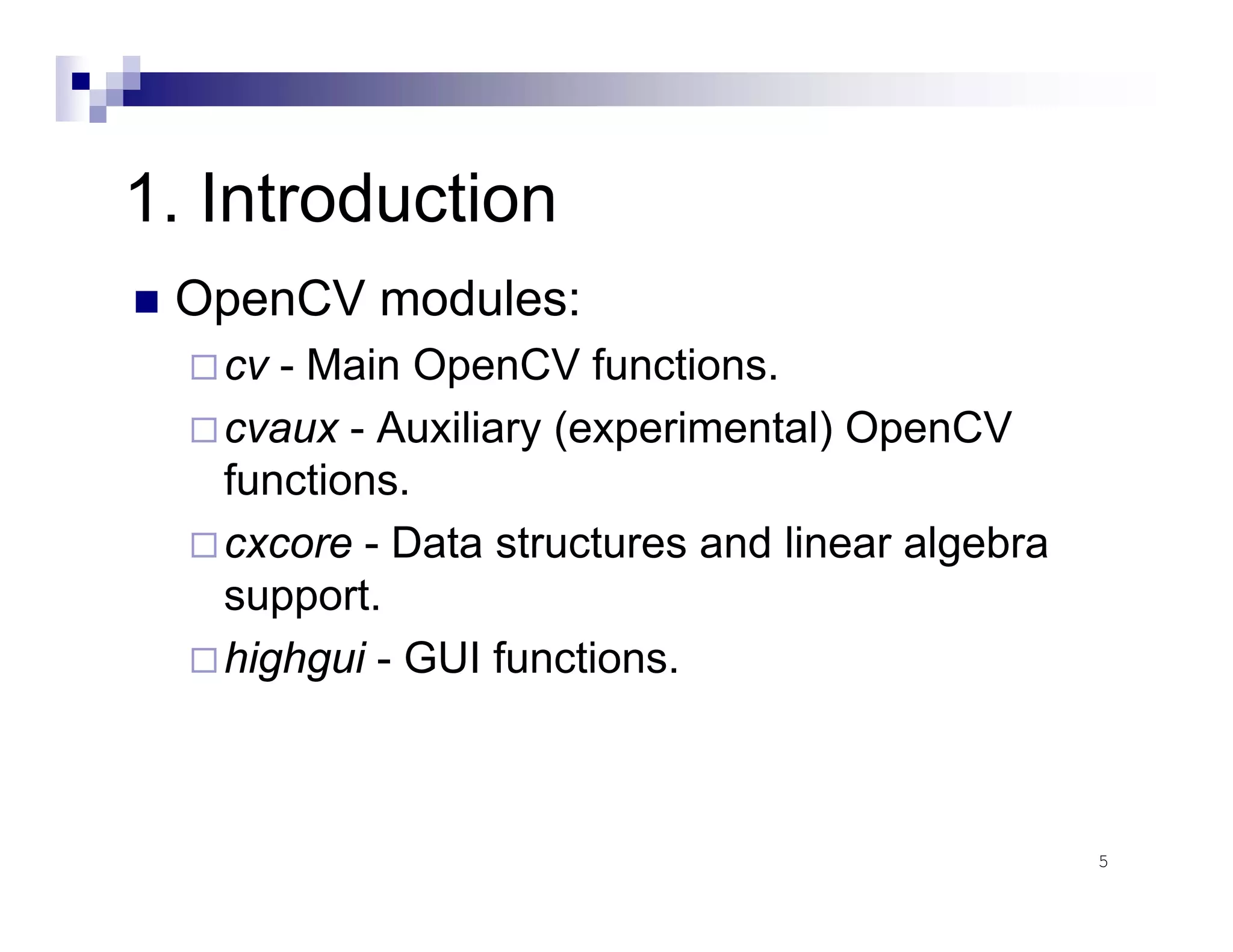 A basic introduction to open cv for image processing | PDF