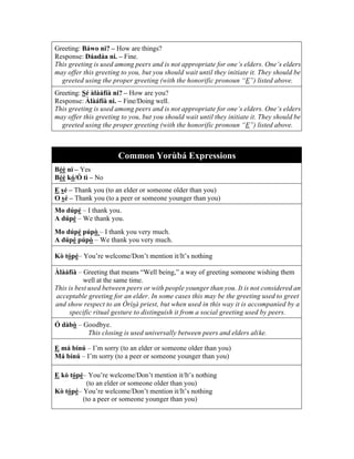 A basic introduction to the yorùbá language | PDF