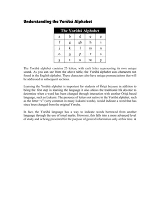 A basic introduction to the yorùbá language | PDF