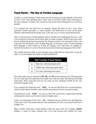 A basic introduction to the yorùbá language | PDF