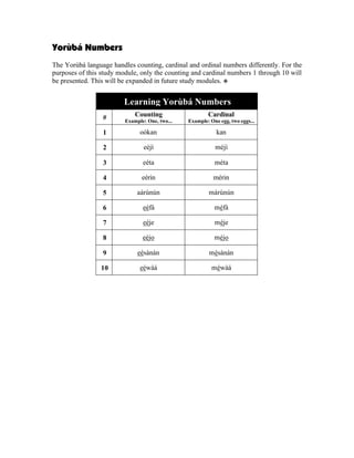 A basic introduction to the yorùbá language | PDF