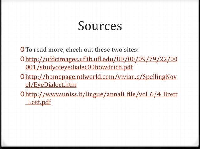 A basic overview of eye dialect | PPT