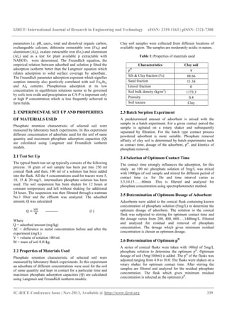 A batch study of phosphate adsorption characteristics on clay soil | PDF