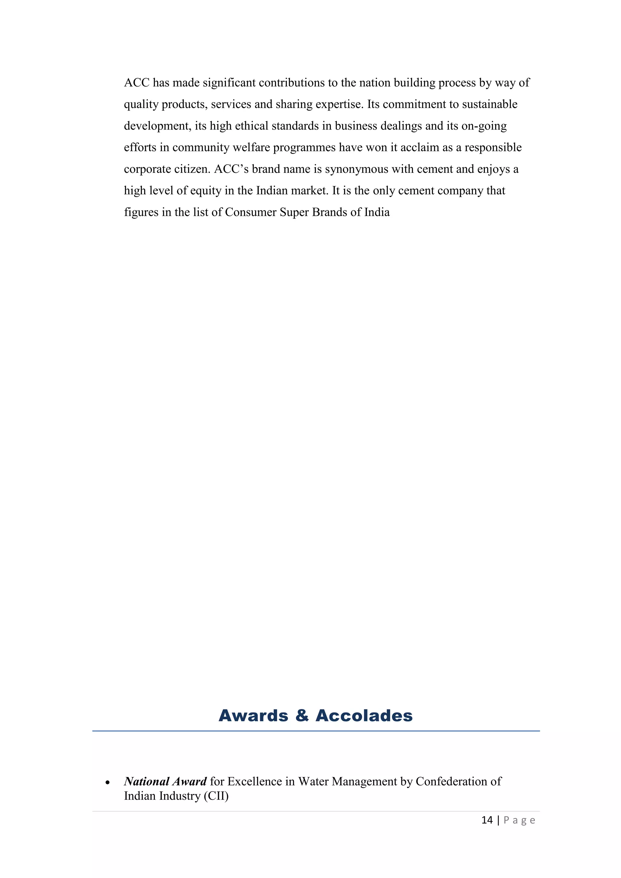 Project report on Brand awareness n Perception of ACC ltd. | DOCX