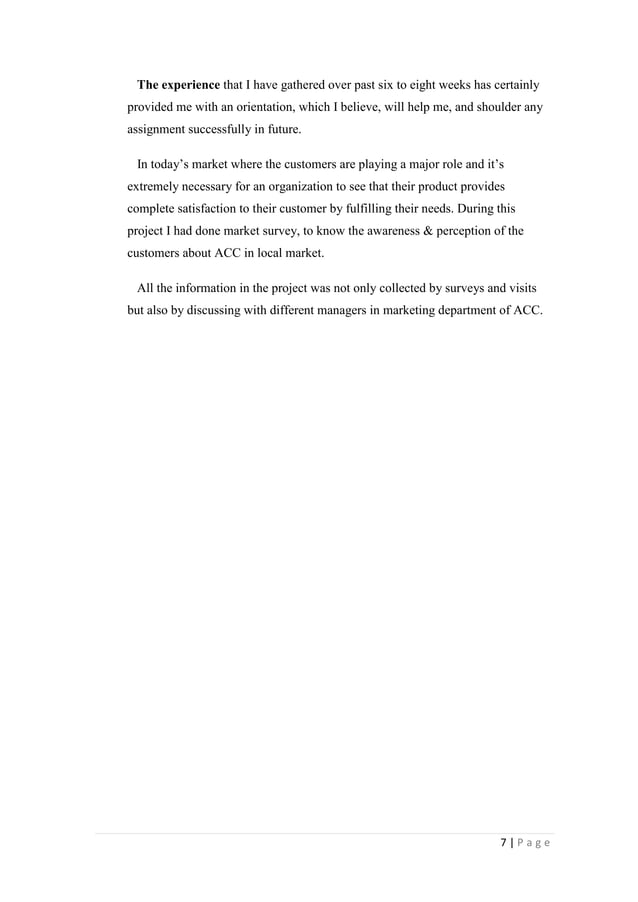 Project report on Brand awareness n Perception of ACC ltd. | DOCX | Marketing and Advertising ...