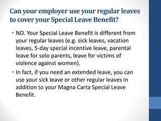 Special Leave Benefits for Women in the Philippines | PDF