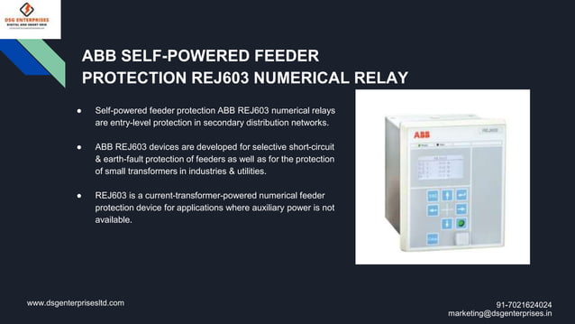 ABB SELF-POWERED FEEDER PROTECTION REJ603 NUMERICAL RELAY | PPT