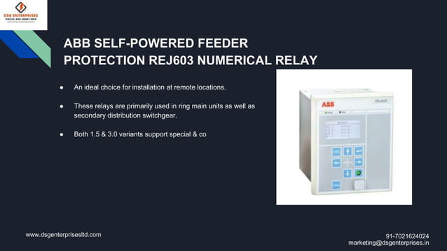 ABB SELF-POWERED FEEDER PROTECTION REJ603 NUMERICAL RELAY | PPT