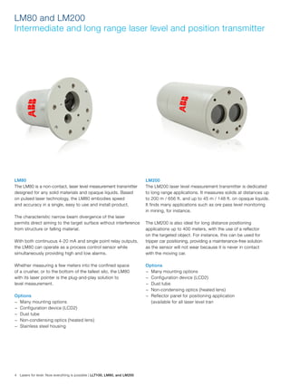 LLT 100 Continuous, Non-contact, Laser Level Transmitter | PDF